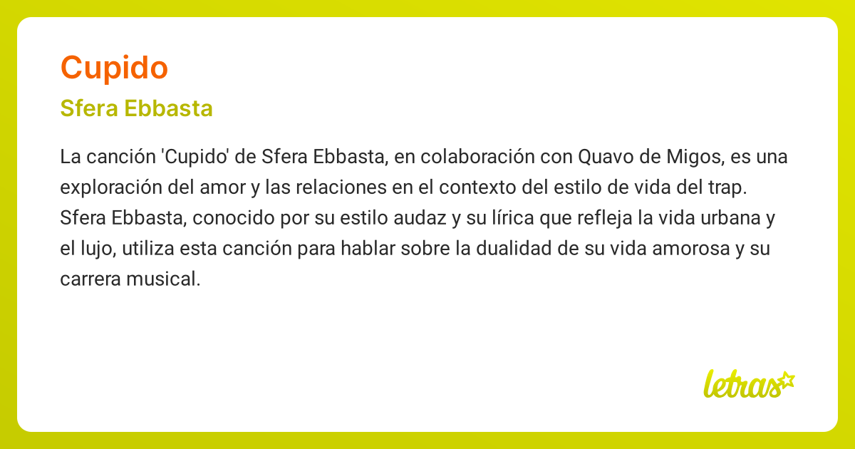Significado de la canción CUPIDO (Sfera Ebbasta) - LETRAS.COM