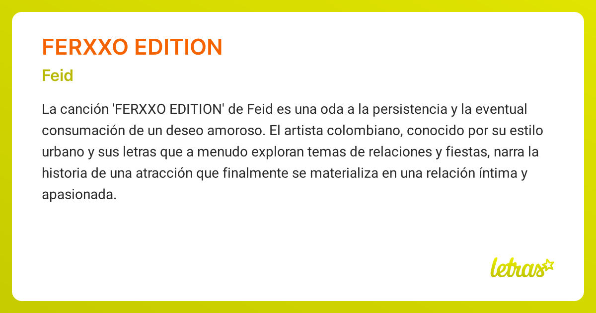 Significado de la canción FERXXO EDITION (Feid) - LETRAS.COM