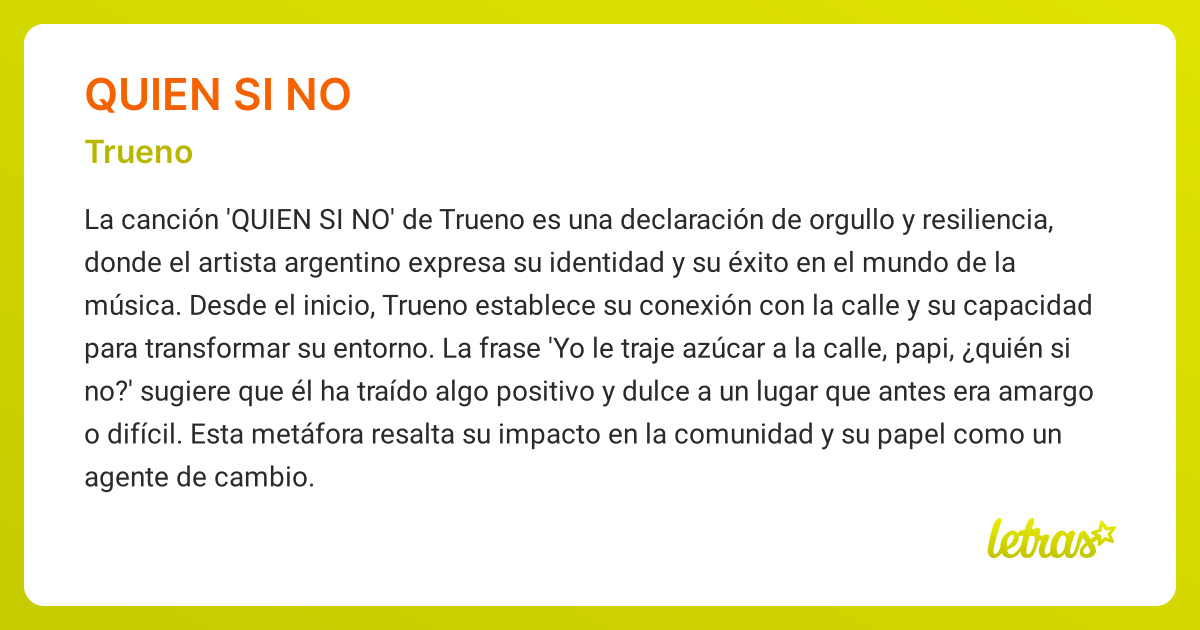 Significado de la canción QUIEN SI NO (Trueno) - LETRAS.COM