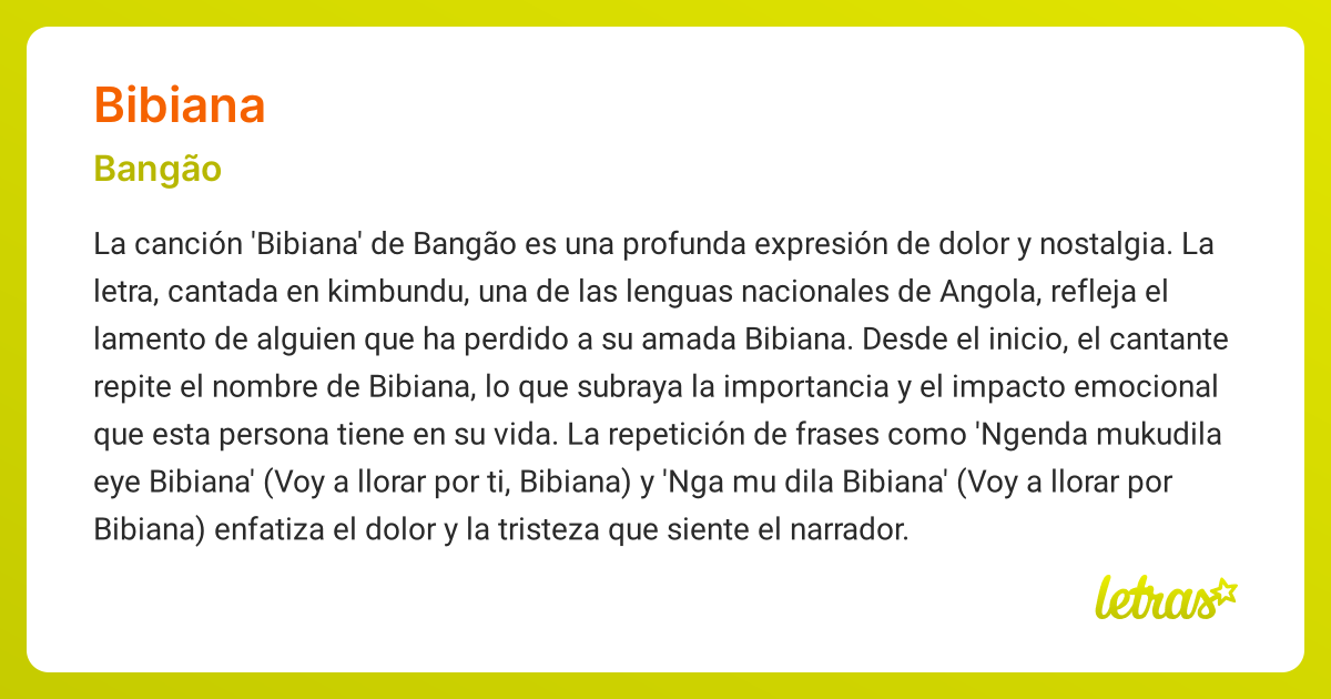 Significado de la canción BIBIANA (Bangão) - LETRAS.COM