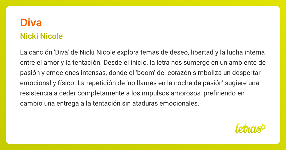 Significado de la canción DIVA (Nicki Nicole) - LETRAS.COM
