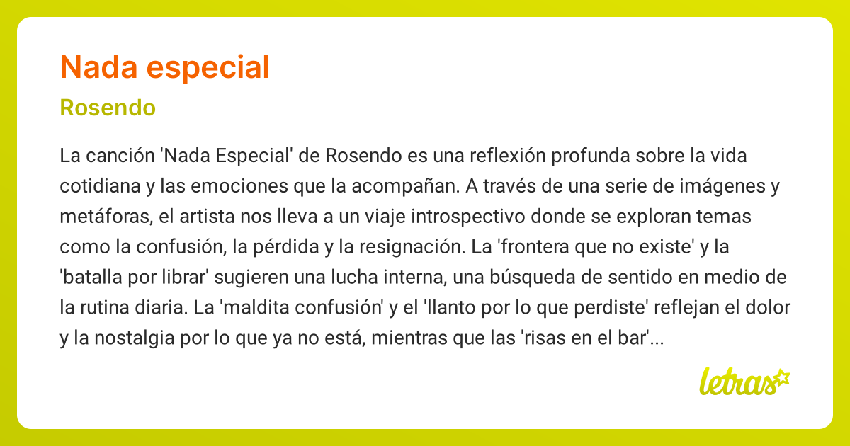 Significado de la canción NADA ESPECIAL (Rosendo) - LETRAS.COM