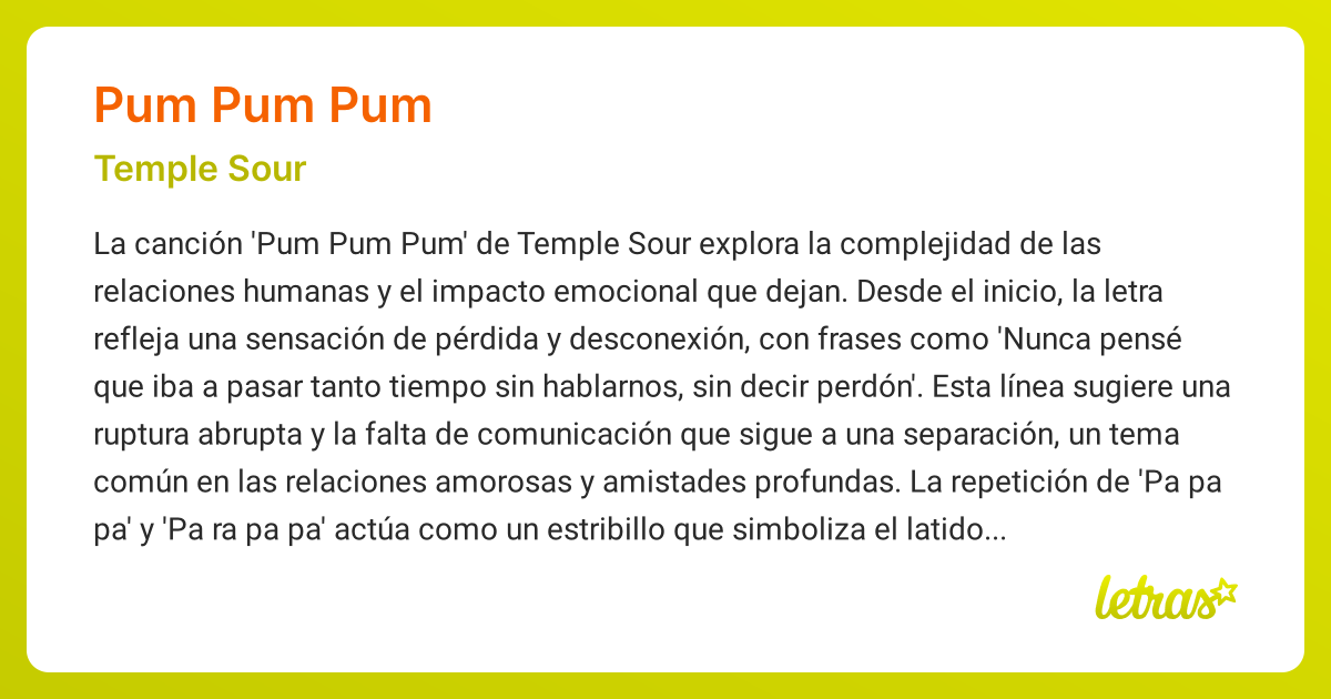 Significado de la canción PUM PUM PUM (Temple Sour) - LETRAS.COM