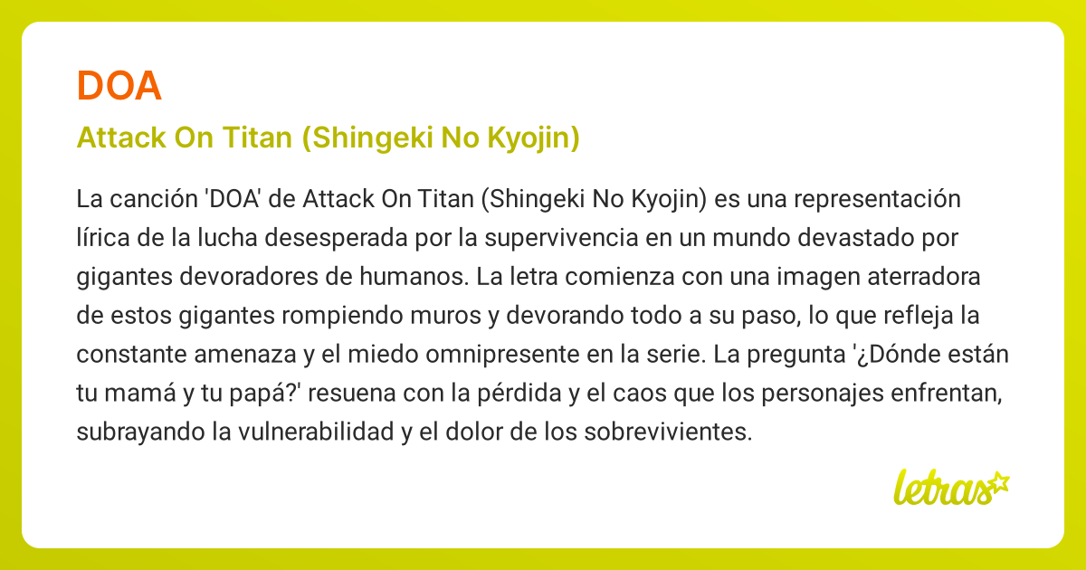Significado de la canción DOA (Attack On Titan (Shingeki No Kyojin ...