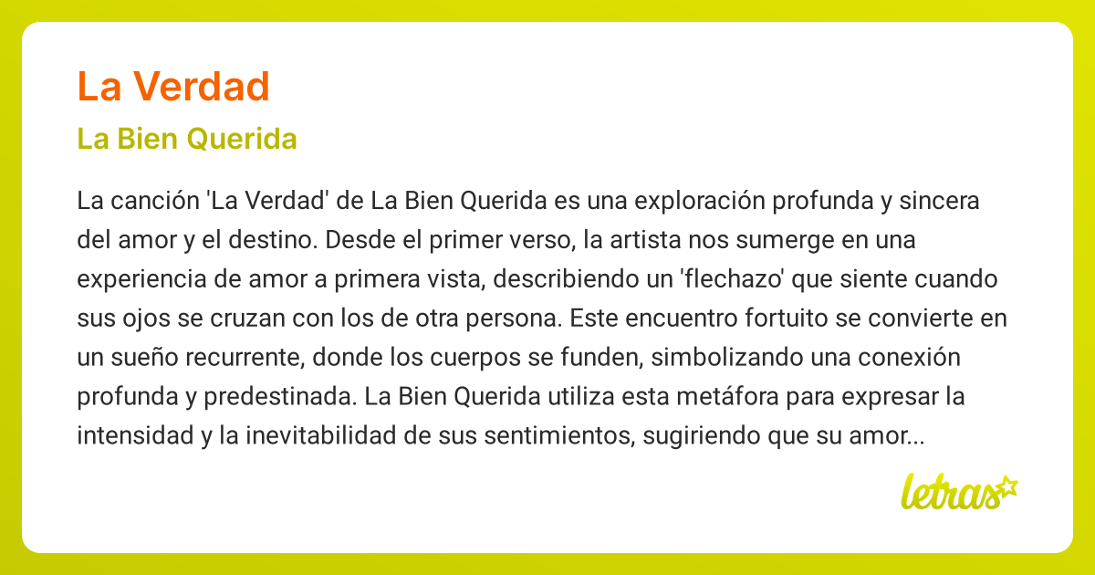 Significado de la canción LA VERDAD (La Bien Querida) - LETRAS.COM