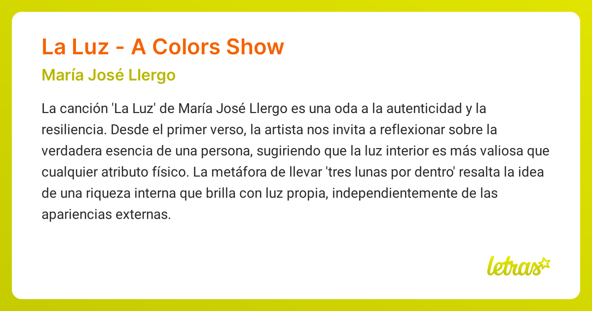 Significado de la canción LA LUZ - A COLORS SHOW (María José Llergo ...