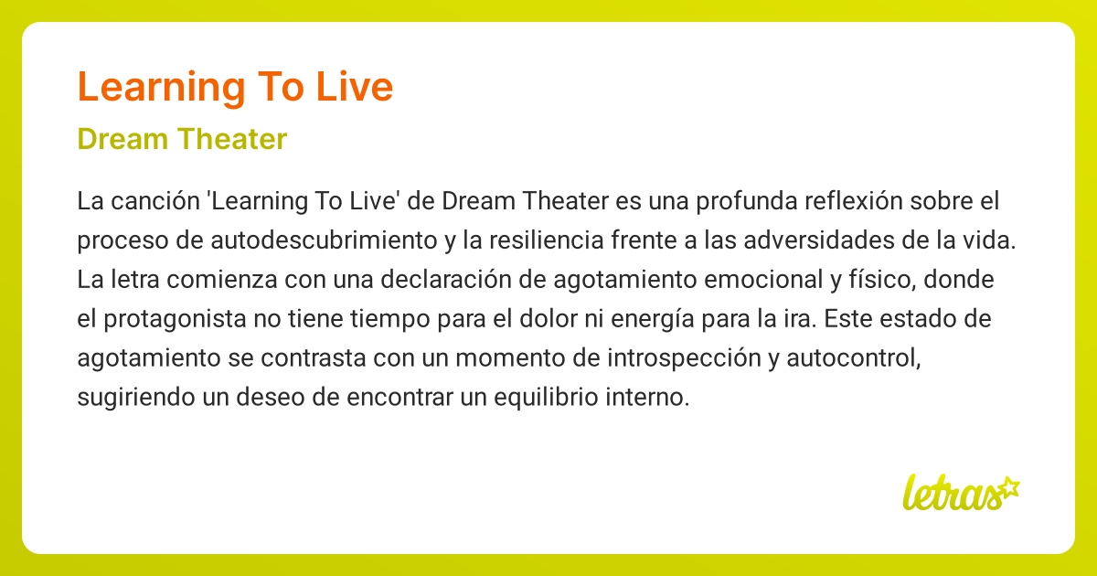 Significado de la canción LEARNING TO LIVE (Dream Theater) - LETRAS.COM