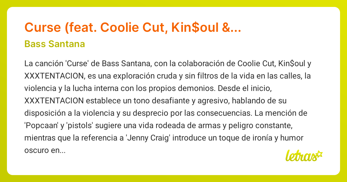 Significado de la canción Curse (feat. Coolie Cut, Kin$oul ...