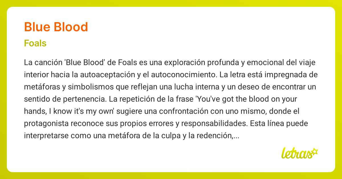 Significado de la canción BLUE BLOOD (Foals) - LETRAS.COM
