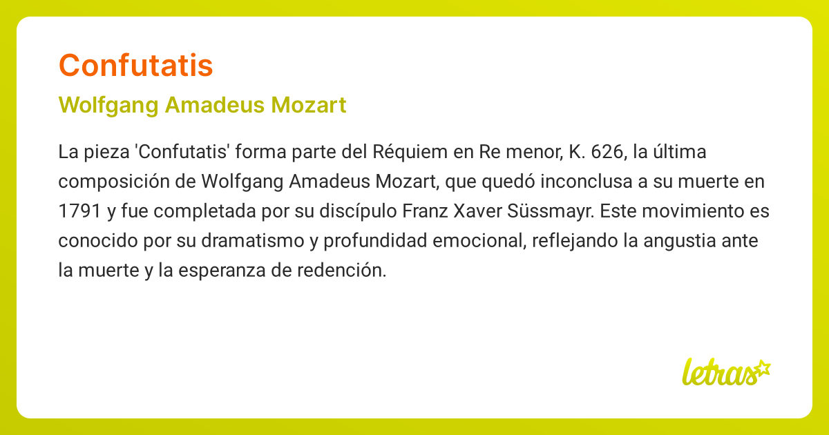 Significado de la canción CONFUTATIS (Wolfgang Amadeus Mozart) - LETRAS.COM