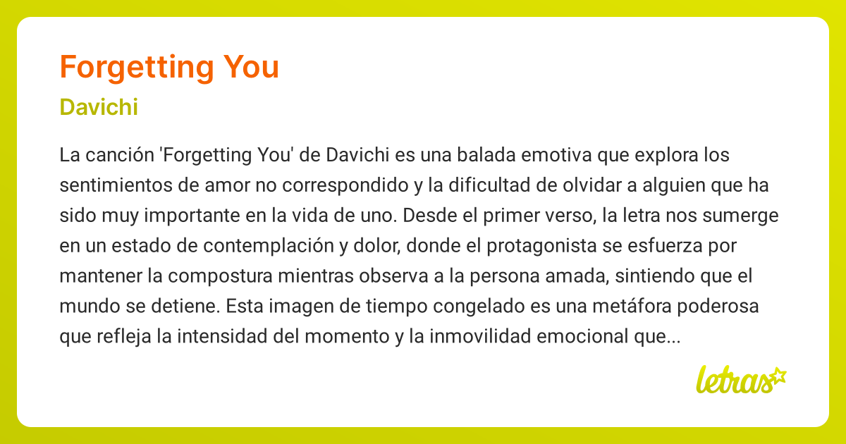 Significado de la canción FORGETTING YOU (Davichi) - LETRAS.COM