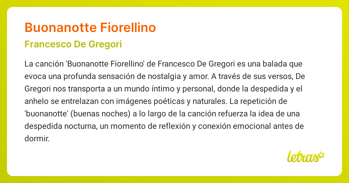 Significado de la canción BUONANOTTE FIORELLINO (Francesco De Gregori ...