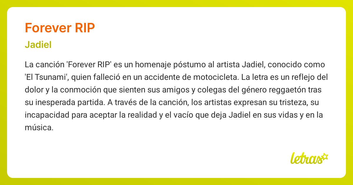 Significado de la canción FOREVER RIP (Jadiel) - LETRAS.COM