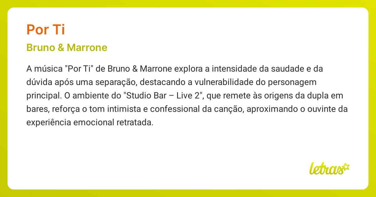 Significado da música POR TI (Bruno & Marrone) - LETRAS.MUS.BR