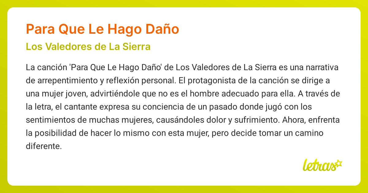 Significado de la canción PARA QUE LE HAGO DAÑO (Los Valedores de La ...