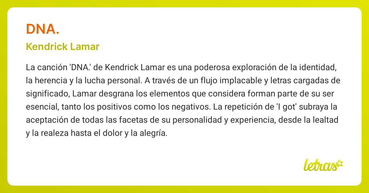 Significado De La Canción Dna Kendrick Lamar Letras Com