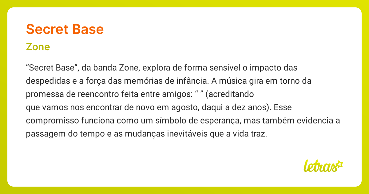 Significado da música SECRET BASE (Zone) - LETRAS.MUS.BR