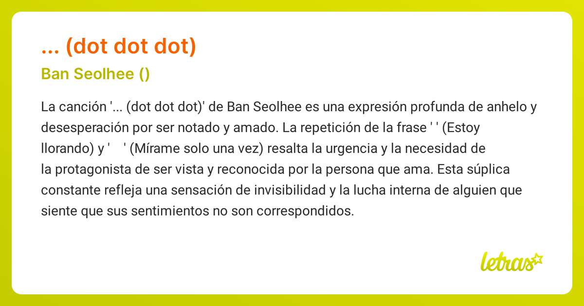 Significado de la canción ... (DOT DOT DOT) (Ban Seolhee (반설희 ...