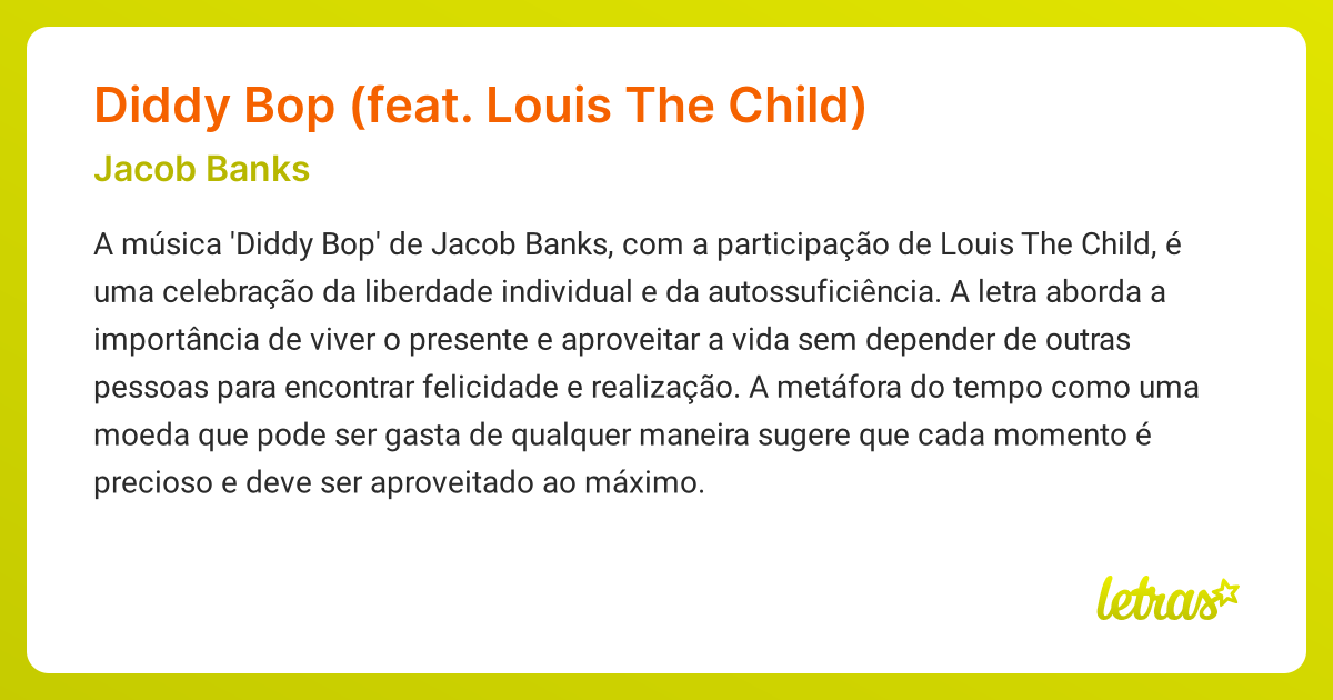 Significado da música Diddy Bop (feat. Louis The Child) (Jacob Banks ...