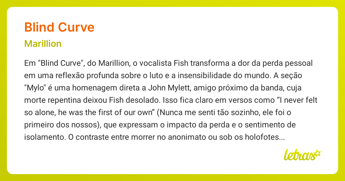 Significado da música BLIND CURVE (Marillion) - LETRAS.MUS.BR