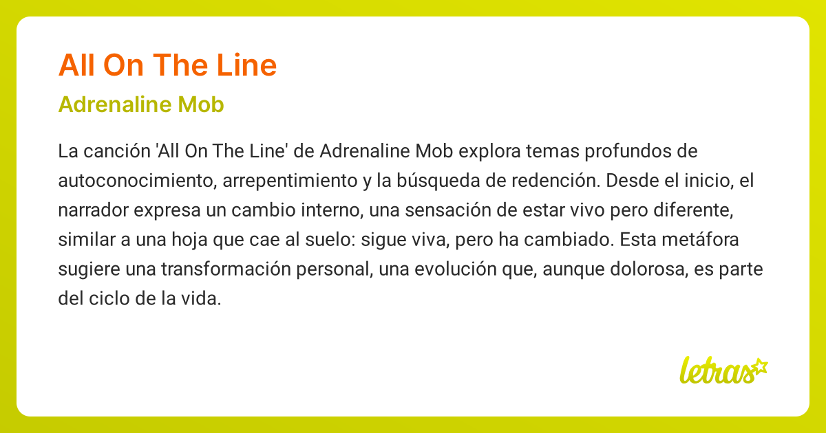 Significado de la canción ALL ON THE LINE (Adrenaline Mob) - LETRAS.COM