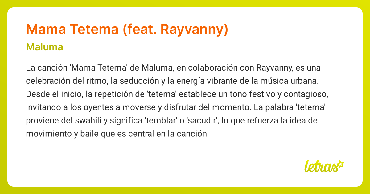 Significado de la canción MAMA TETEMA (FEAT. RAYVANNY) (Maluma ...