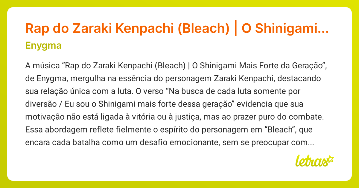 Significado da música Rap do Zaraki Kenpachi (Bleach) | O Shinigami ...