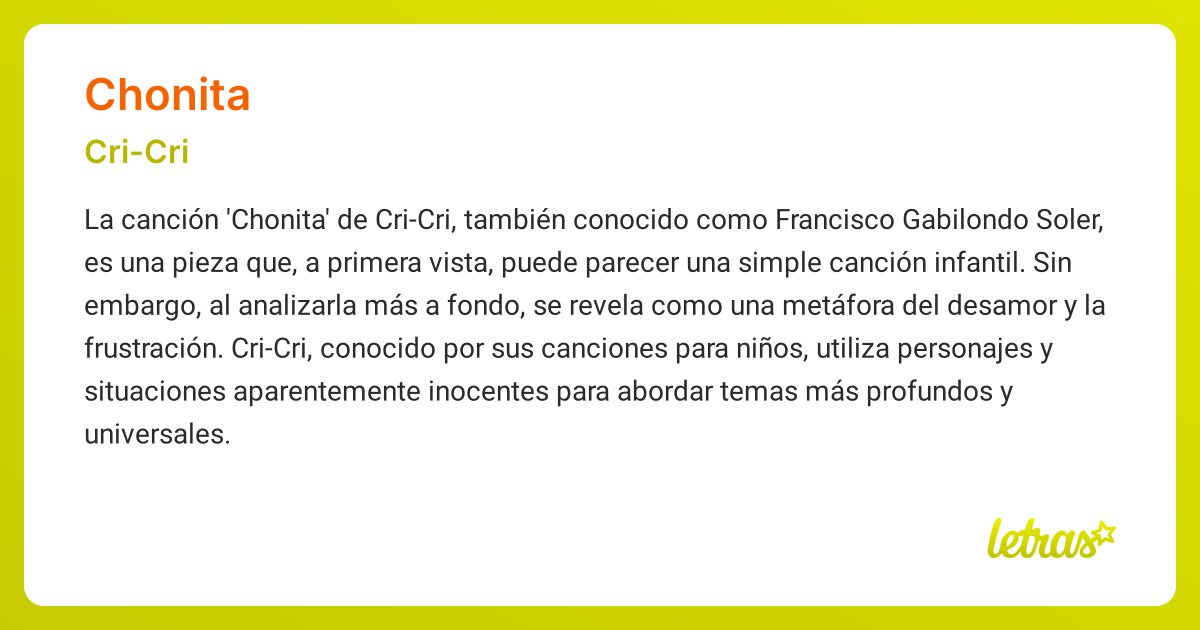 Significado de la canción CHONITA (Cri-Cri) - LETRAS.COM
