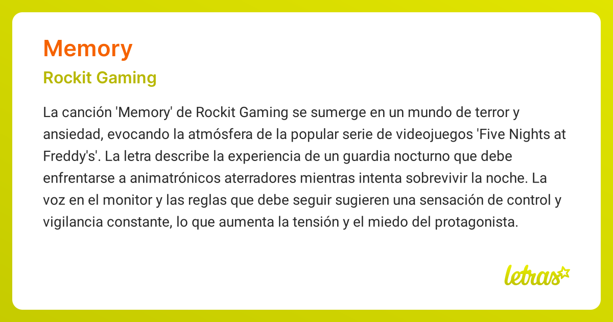 Significado de la canción MEMORY (Rockit Gaming) - LETRAS.COM