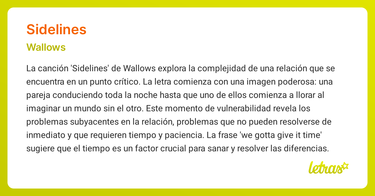 Significado de la canción SIDELINES (Wallows) - LETRAS.COM