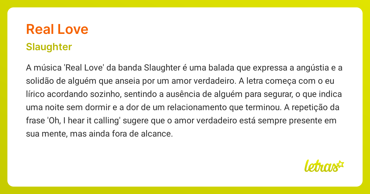 Significado da música REAL LOVE (Slaughter) - LETRAS.MUS.BR