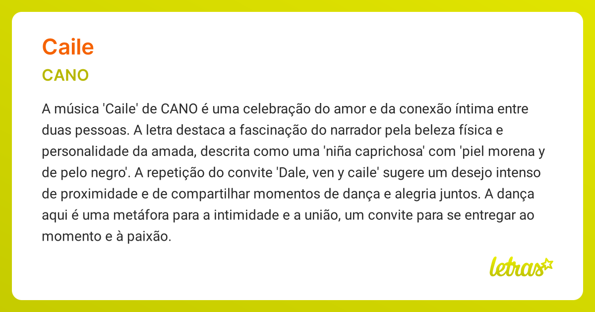 Significado da música CAILE (CANO) - LETRAS.MUS.BR
