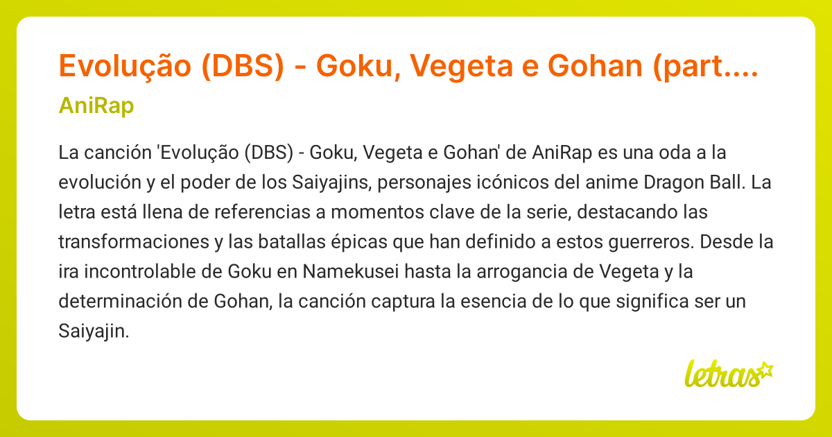 Significado de la canción Evolução (DBS) - Goku, Vegeta e Gohan (part ...
