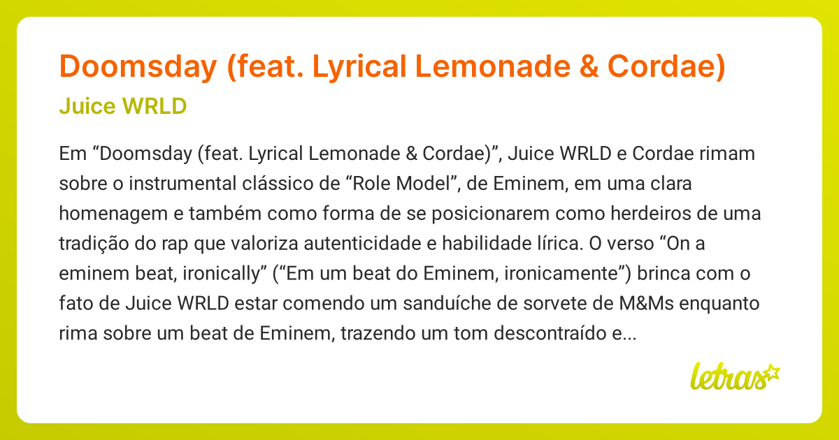 Significado da música Doomsday (feat. Lyrical Lemonade & Cordae) (Juice ...