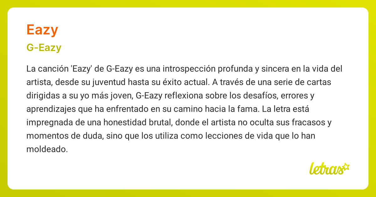 Significado de la canción EAZY (G-Eazy) - LETRAS.COM