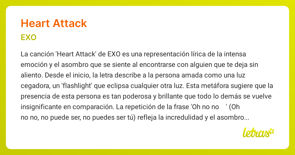 Significado de la canción HEART ATTACK (EXO ) - LETRAS.COM