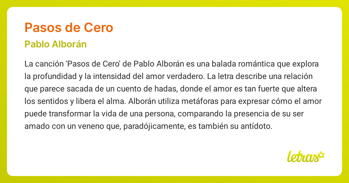 Significado de la canción PASOS DE CERO (Pablo Alborán) - LETRAS.COM