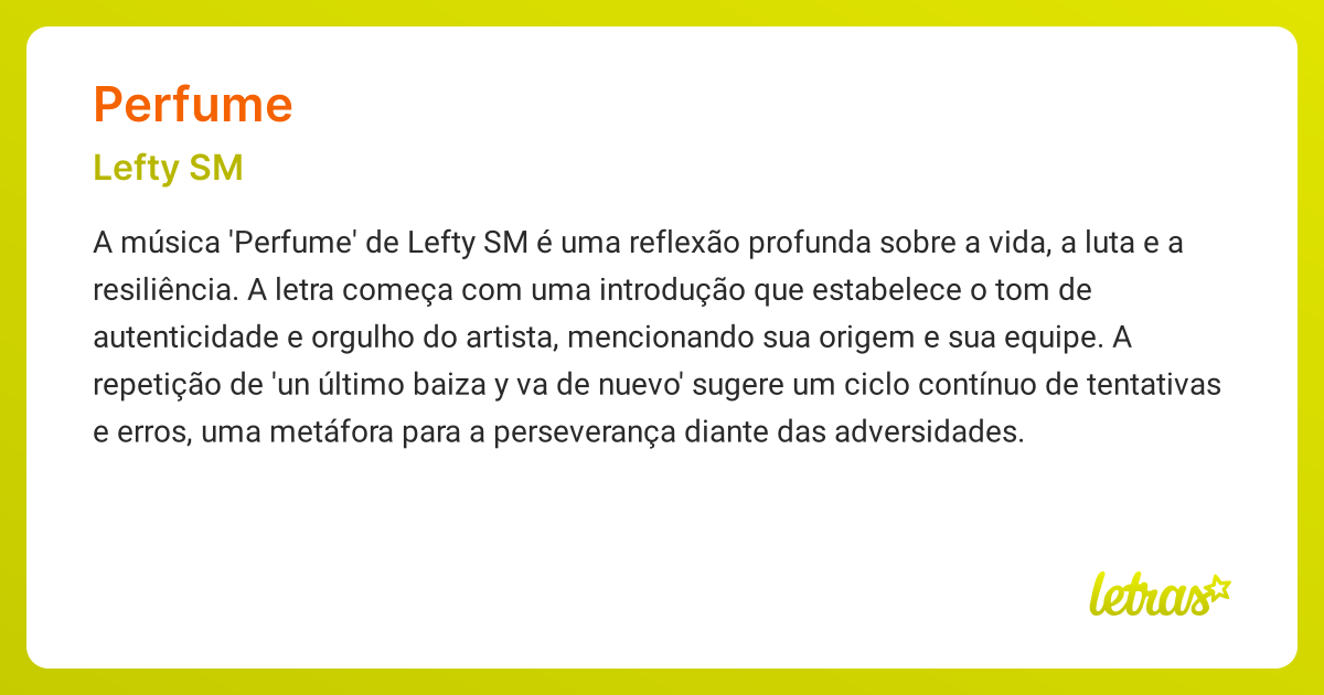 Significado da música PERFUME (Lefty SM) - LETRAS.MUS.BR
