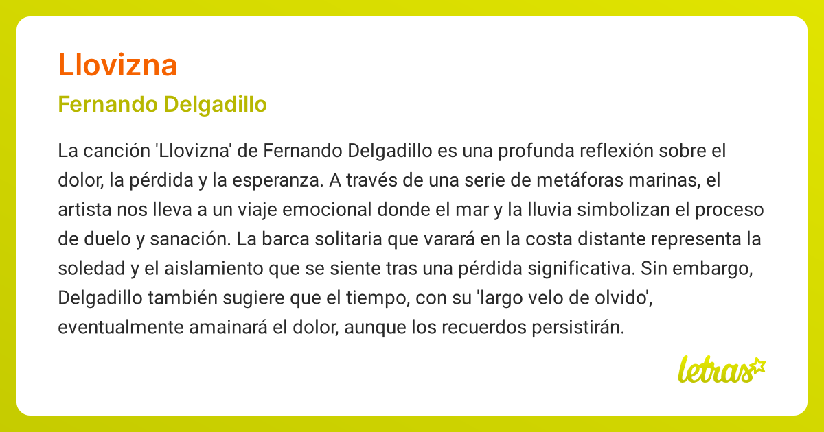 Significado de la canción LLOVIZNA (Fernando Delgadillo) - LETRAS.COM
