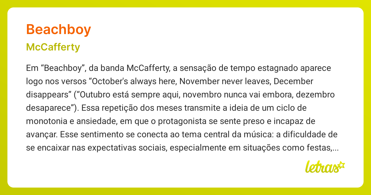 Significado da música BEACHBOY (McCafferty) - LETRAS.MUS.BR