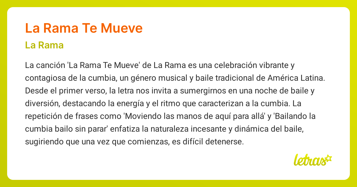 Significado de la canción LA RAMA TE MUEVE (La Rama) - LETRAS.COM