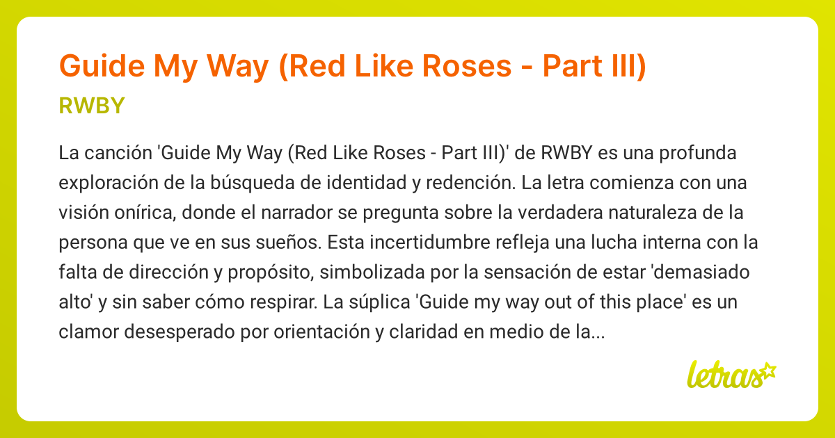 Significado de la canción Guide My Way (Red Like Roses - Part III ...