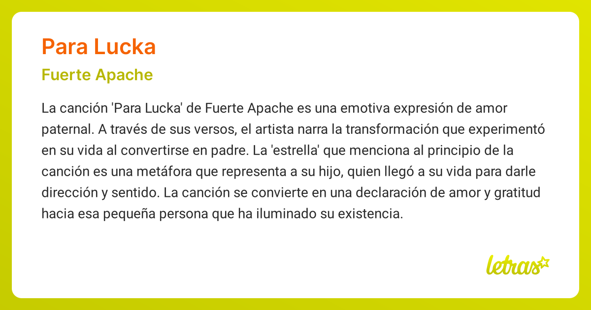 Significado de la canción PARA LUCKA (Fuerte Apache) - LETRAS.COM