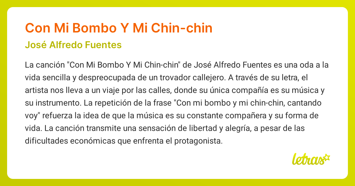 Significado de la canción CON MI BOMBO Y MI CHIN-CHIN (José Alfredo ...