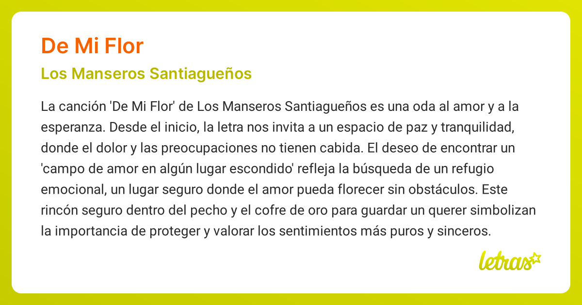 Significado de la canción DE MI FLOR (Los Manseros Santiagueños ...