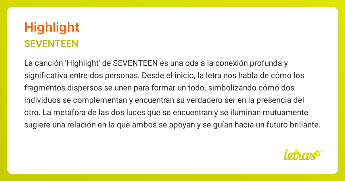 Significado de la canción HIGHLIGHT (SEVENTEEN) - LETRAS.COM