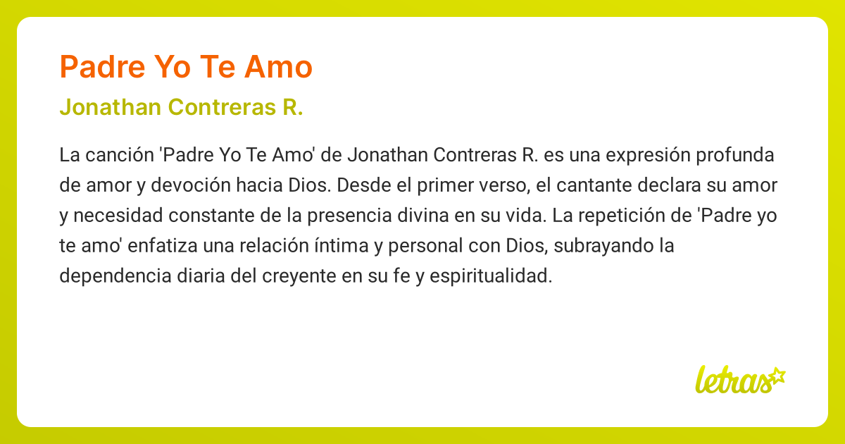 Significado de la canción PADRE YO TE AMO (Jonathan Contreras R ...