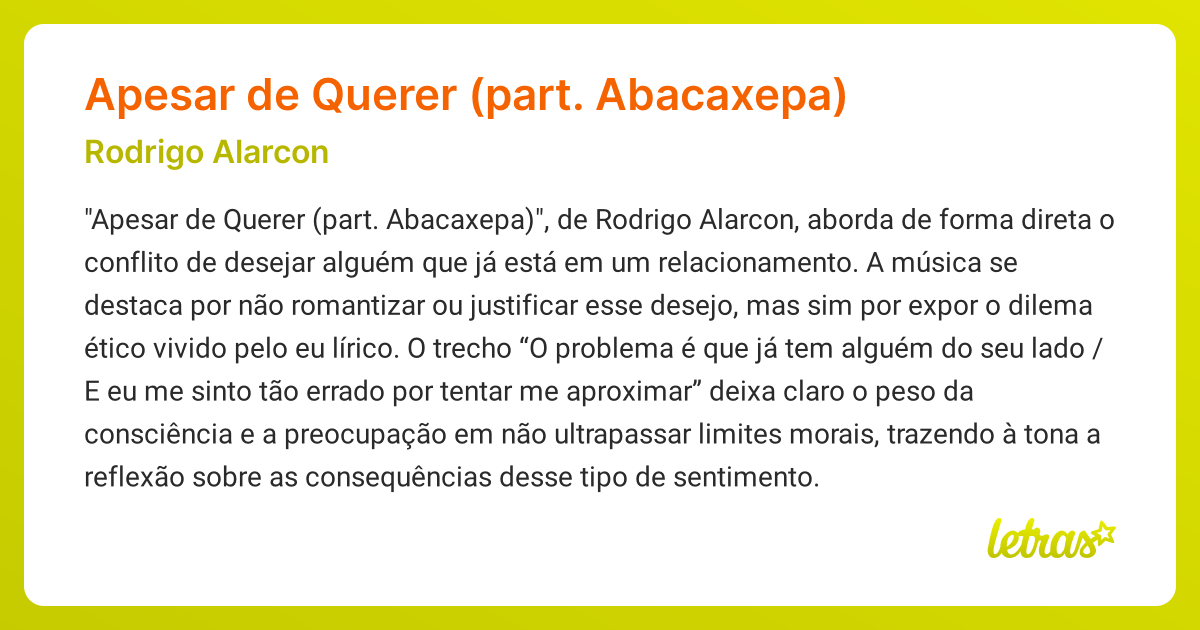 Significado da música Apesar de Querer (part. Abacaxepa) (Rodrigo ...