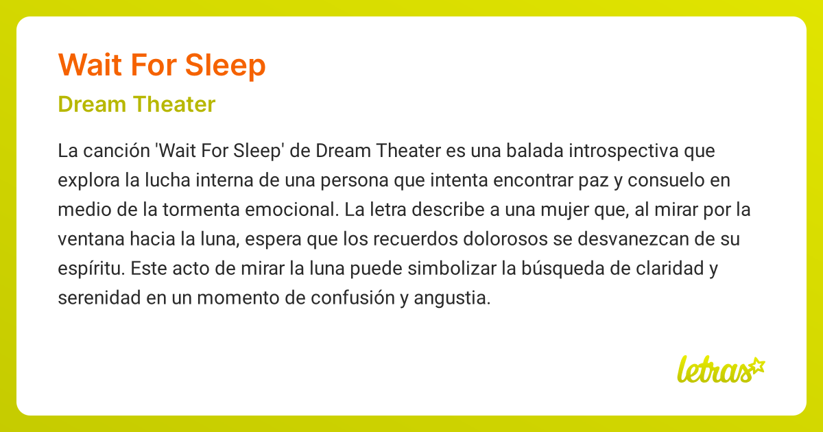 Significado de la canción WAIT FOR SLEEP (Dream Theater) - LETRAS.COM