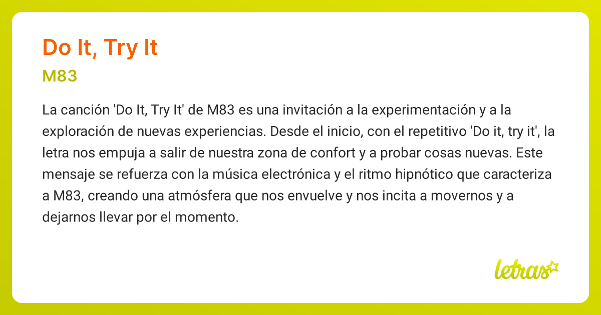Significado de la canción DO IT, TRY IT (M83) - LETRAS.COM